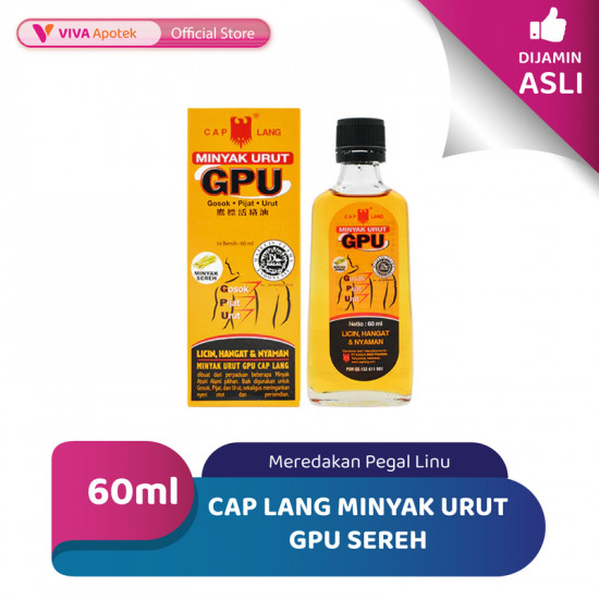 Cap Lang Minyak Urut GPU Sereh untuk Meredakan Pegal Linu (60 ml)