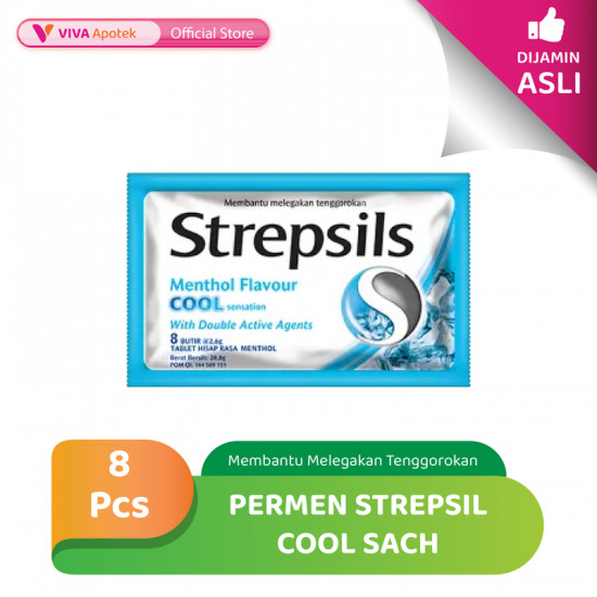 Permen Strepsils Cool Sachet (8 Permen)