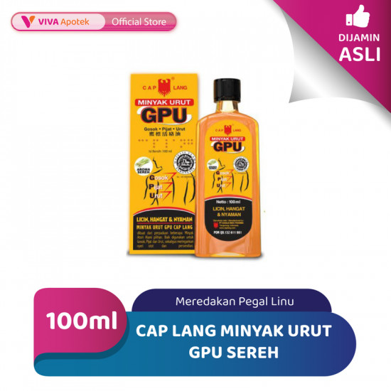Cap Lang Minyak Urut GPU Sereh untuk Meredakan Pegal Linu (100 ml)