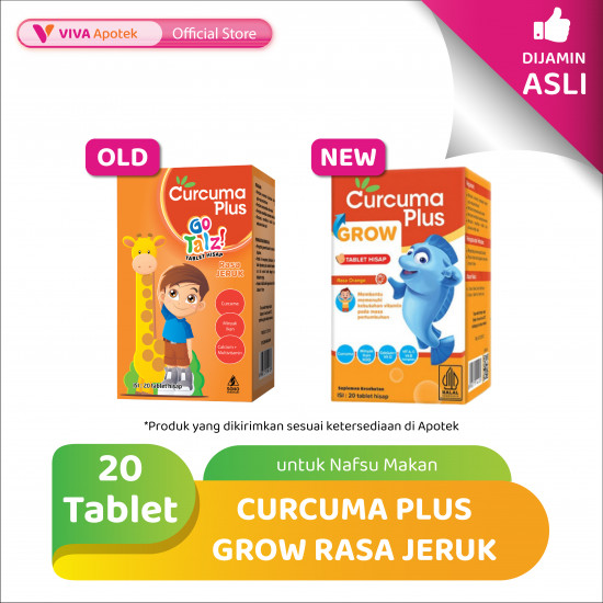 Curcuma Plus Grow Rasa Jeruk untuk Nafsu Makan (20 Tablet)