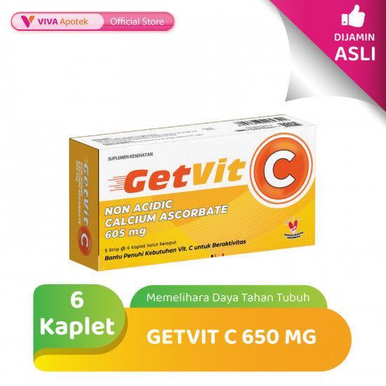 Getvit C 650 mg untuk Memelihara Daya Tahan Tubuh (6 Kaplet)