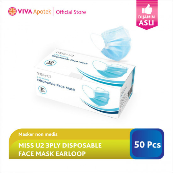 Miss U2 3Ply Disposable Face Mask Earloop (50 Pieces)