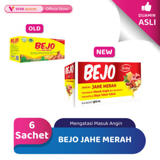Bejo Jahe Merah untuk Masuk Angin Sachet 15 ml (6 Sachet)