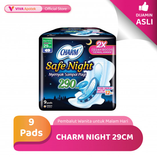 Charm Night 29cm Pembalut Wanita untuk Malam Hari (9 Pads)