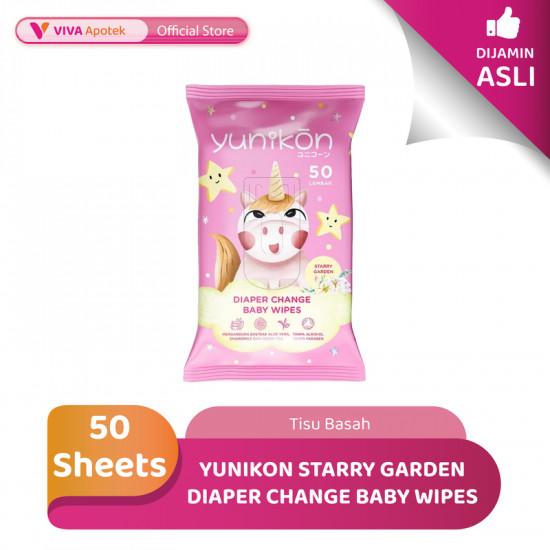 Yunikon Starry Garden Diaper Change Baby Wipes (50 Sheets)