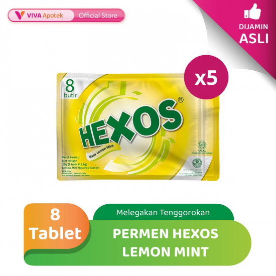 Permen Hexos Lemon Mint Sach 8`S