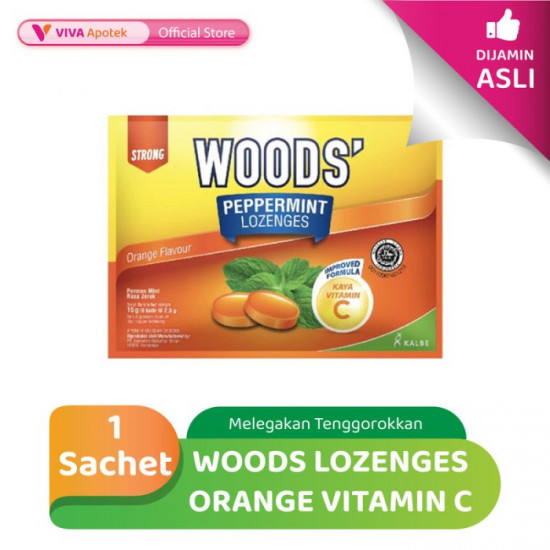 Woods Lozenges Orange Vitamin Melegakan Tenggorokan (1 Sachet)