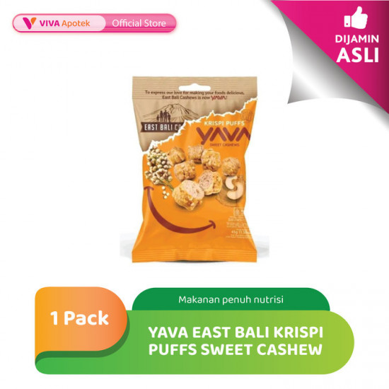 Yava East Bali Krispi Puffs Sweet Cashews 45 Gram (1 Pack)